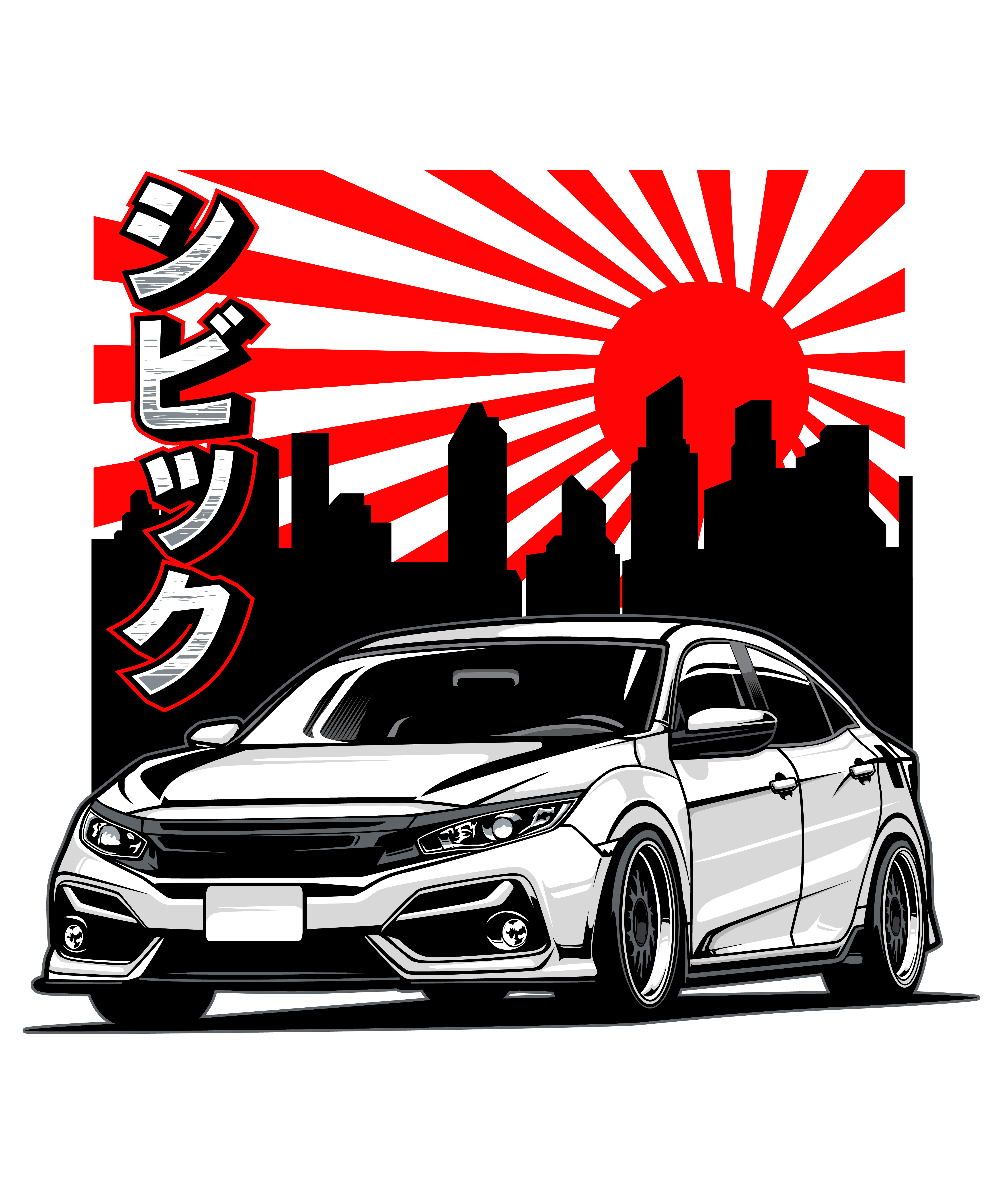 Civic Rising Sun DTF Transfer – 11x13.2 in | JDM Street Design – Kings ...